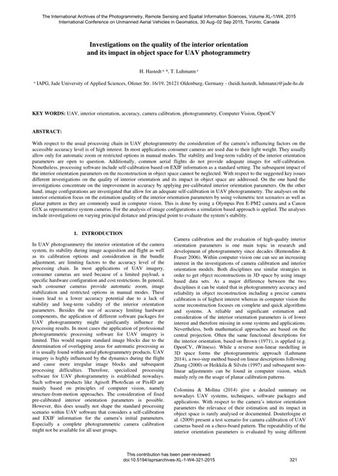 Pdf Investigations On The Quality Of The Interior Orientation And Its