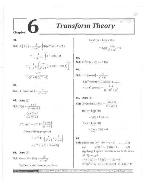 Transform Theory Solutions Pdf Mathematical Relations Calculus