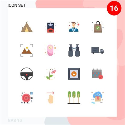 16 Thematic Vector Flat Colors And Editable Symbols Of Photography