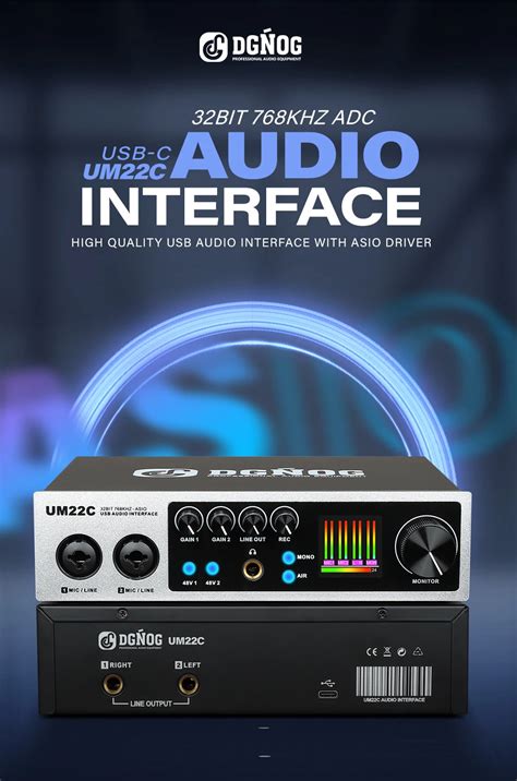 Аудио интерфейс Dgnog Usb 32 бит 768 кГц Профессиональная звуковая карта записи Usb C для