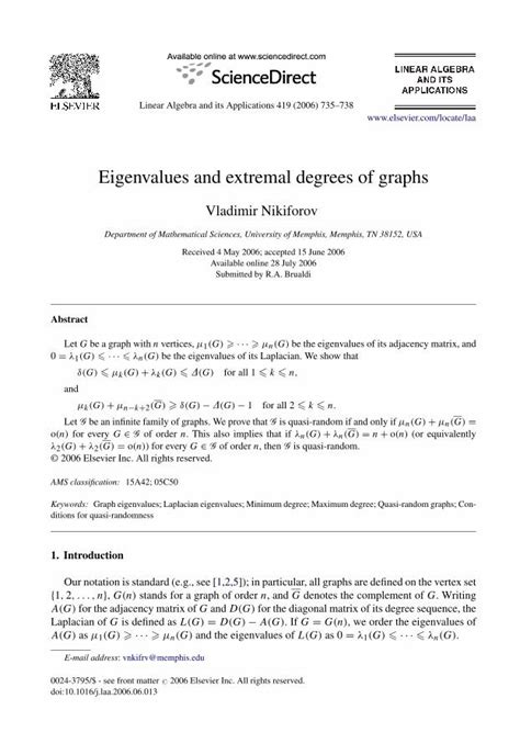 Pdf Eigenvalues And Extremal Degrees Of Graphs Dokumentips