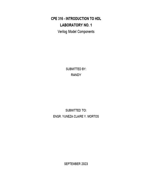 Cpe 316 Laboratory 1 2 Macapagal Pdf Logic Gate Hardware