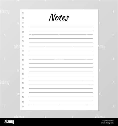 Notes List Template Daily Planner Page Lined Paper Sheet Blank White