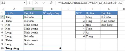 Cách Tạo Dữ Liệu Ngẫu Nhiên Tự động Trong Excel Với Vlookup Randbetween