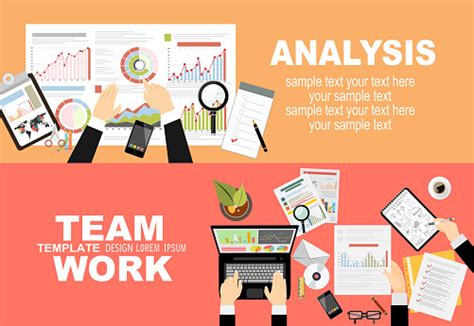 비즈니스 분석 및 계획 재무 전략 컨설팅 프로젝트 관리 및 개발을위한 평면 디자인 일러스트 개념 성공적인 비즈니스를 구축하는