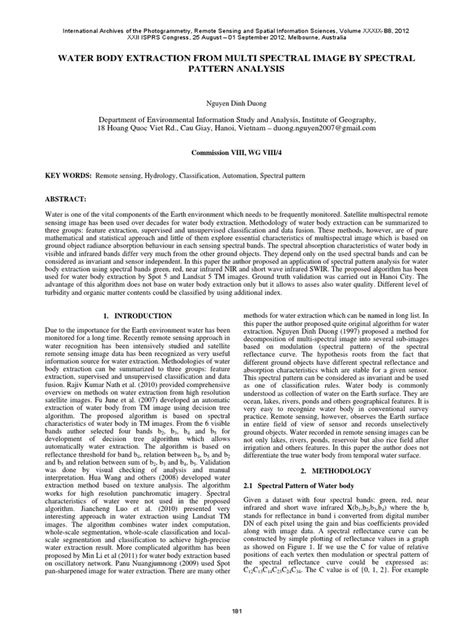 Water Body Extraction From Multi Spectral Image By Pdf Remote Sensing Infrared