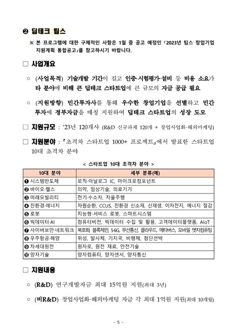 딥테크 팁스초격차 스타트업 1000 프로젝트 스타트업 지원계획 공고 충남벤처협회