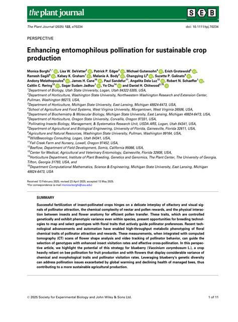 Enhancing Entomophilous Pollination For Sustainable Crop Production