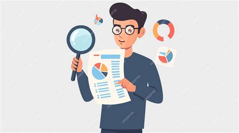 Homem Analisando Dados Com Lupa Conceito De Relatório De Visualização Vetor Premium Gerado Com Ia