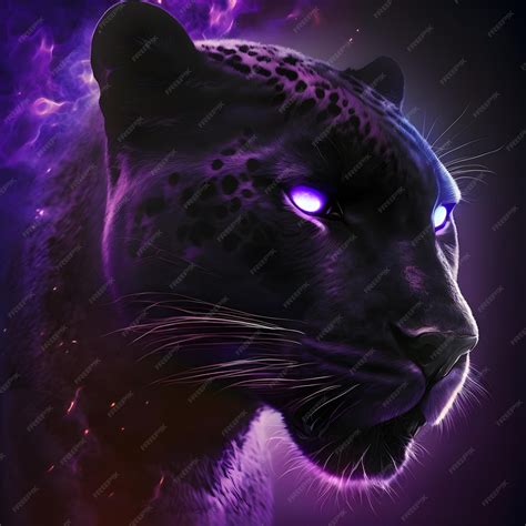 Premium Photo A Black Panther With Purple Eyes Is Shown With Purple