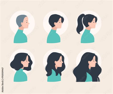 여자 머리길이 벡터 일러스트 여성 헤어스타일 여자 머리스타일 Vector De Stock Adobe Stock
