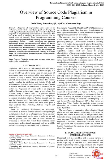 Pdf Overview Of Source Code Plagiarism In Programming Courses