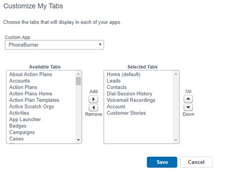 How Do I Add Or Remove A Tab In Salesforce Phoneburner