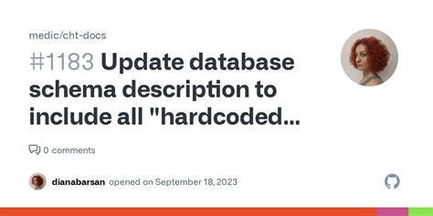 Update Database Schema Description To Include All Hardcoded Fields · Issue 1183 · Mediccht