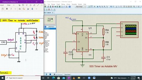 Astable Multivibrator Simulation In Proteus Using 555 Timer YouTube