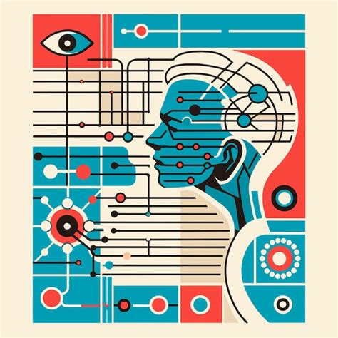 Premium Vector Vector Retro Illustration On The Theme Human Uses Artificial Neural Network
