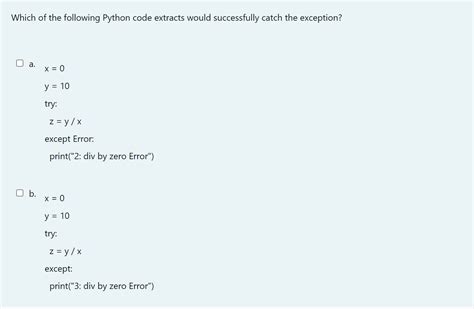 Solved Which Of The Following Python Code Extracts Would