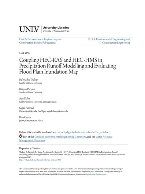 Coupling Hec Ras And Hec Hms In Precipitation Runoff Modelling Pdf