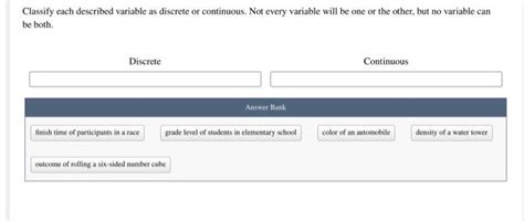 Solved Classify Each Described Variable As Discrete Or Chegg