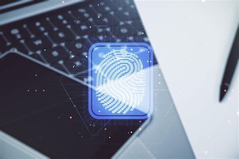 Premium Photo Multi Exposure Of Abstract Graphic Fingerprint Sketch On Modern Computer