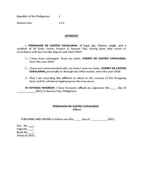 Affidavit No Communication Pdf