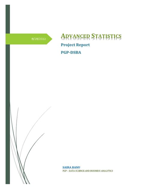 Advanced Statistics Project Report Final Pdf Principal Component Analysis Analysis Of Variance