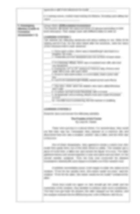 Lesson Plan In English For Classroom Observation Lecture Notes English Language Docsity