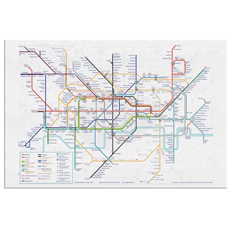 London Underground Tube Map Canvas Vintage Inspired Transit Art Mi