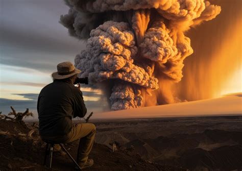 Premium Ai Image A Geologist Documenting A Volcanic Eruption