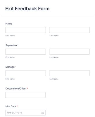 Exit Feedback Form Template Jotform