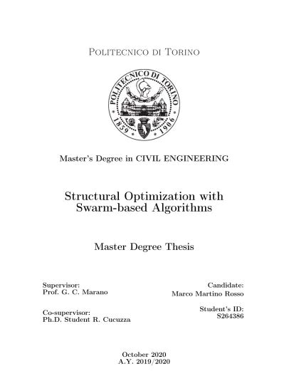 Historical Overview And Main Variants Structural Optimization With Swarm Based Algorithms