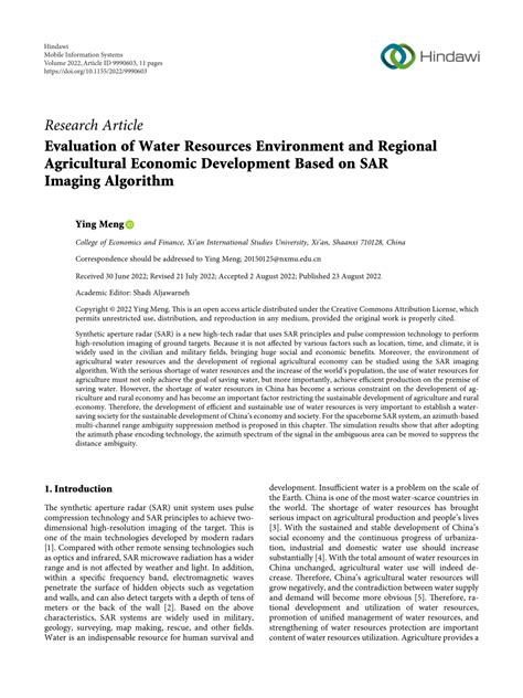 Pdf Evaluation Of Water Resources Environment And Regional