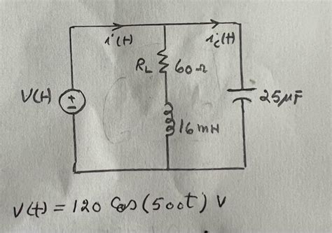 solved for the circuit shown below use phasor method