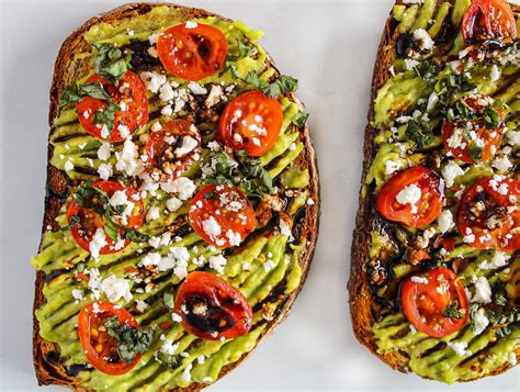 Avocado Toast With Tomatoes Feta Balsamic Glaze Gingerfare