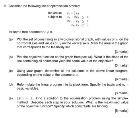 Solved 2 Consider The Following Linear Optimisation Problem