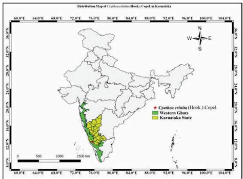 Distribution Map Of Cyathea Crinita Hook Copel In
