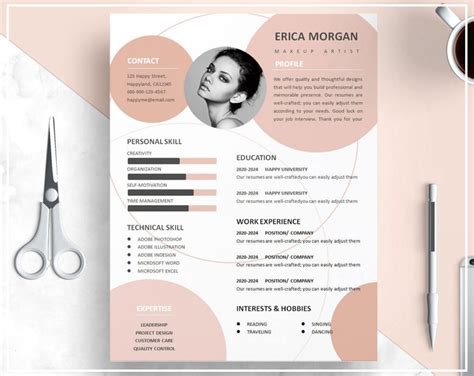 Nude Pink Resume Template Nude Pink CV Template Professional Resume Template Creative Resume