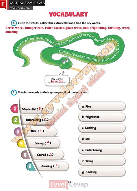 6 Sınıf İngilizce Ders Kitabı Cevapları Hecce Yayıncılık Sayfa 87