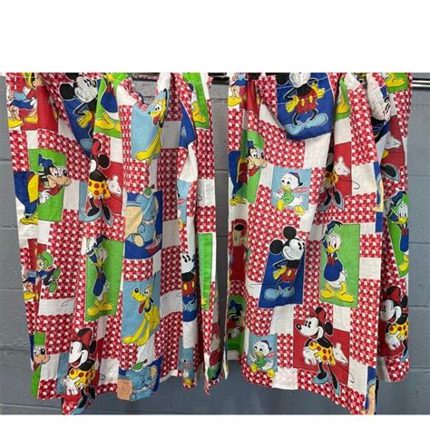 Vintage Accents Vintage 97s Disney Red Gingham Patchwork Curtains 2