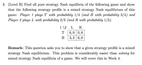solved 3 level b find all pure strategy nash equilibria