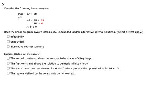 Solved 5consider The Following Linear Program ﻿max 1a1b