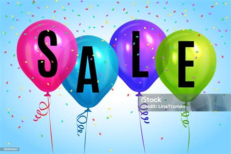 텍스트 판매와 현실적인 화려한 풍선 특별 행사 상점 배너 광고 쇼핑에 대한 배경 웹 배너 머리글입니다 벡터 일러스트레이션 가격에 대한 스톡 벡터 아트 및 기타 이미지
