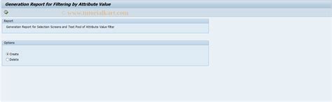 OPPEGENFILT SAP Tcode Generate Attribute Value Filter