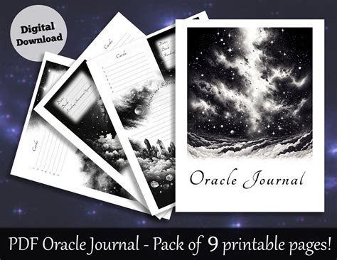 printable oracle card journal oracle diary divination reading tracker