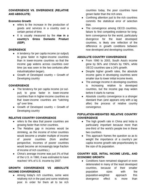 Convergence Vs Divergence Pdf Gross Domestic Product Developing Country