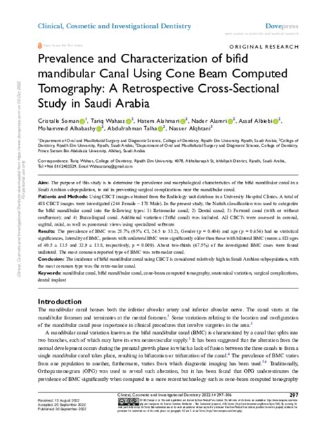 Pdf Prevalence And Characterization Of Bifid Mandibular Canal Using Cone Beam Computed
