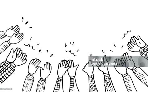 박수 박수를 치는 손의 손 박수 낙서 스타일에 엄지 손가락 제스처 벡터 일러스트 레이 션 감탄에 대한 스톡 벡터 아트 및 기타 이미지 Istock