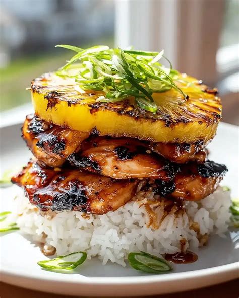 Hawaiian Huli Huli Chicken Stack
