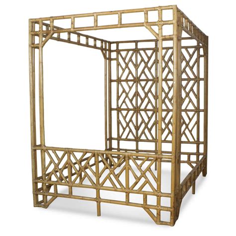 Chinese Chippendale Bamboo Canopy Queen Size Bed Frame At 1stdibs