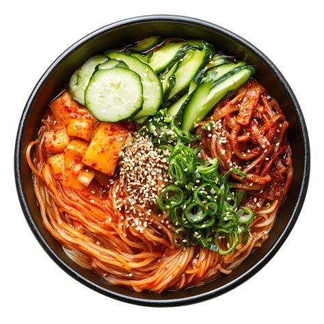 Cold Korean Noodles Bibim Naengmyeon Dish 54905511 Png